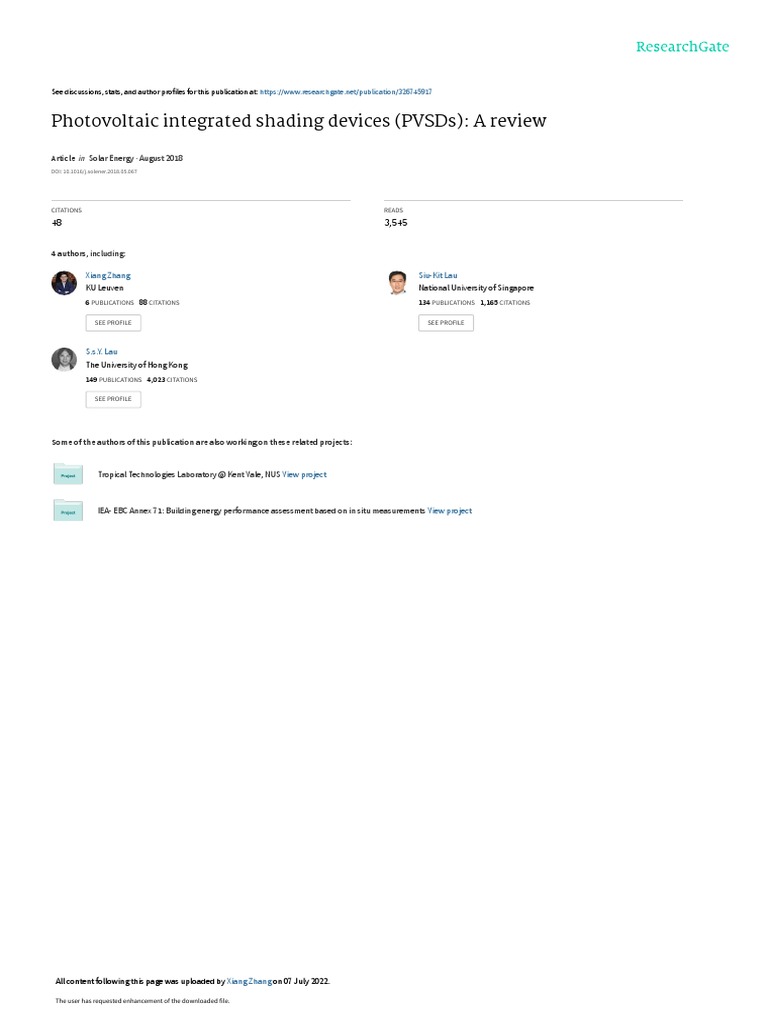 Paper - Photovoltaic Integrated Shading Devices (PVSDS) - A Review ...