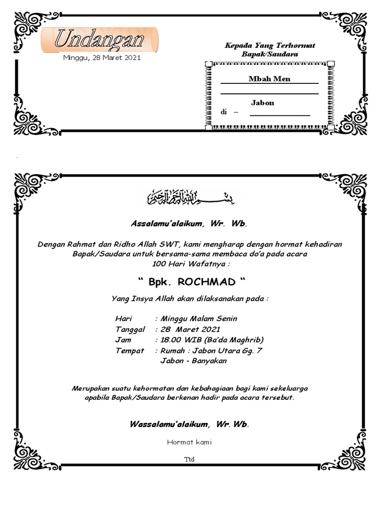 Undangan Selamatan 40 Hari | PDF