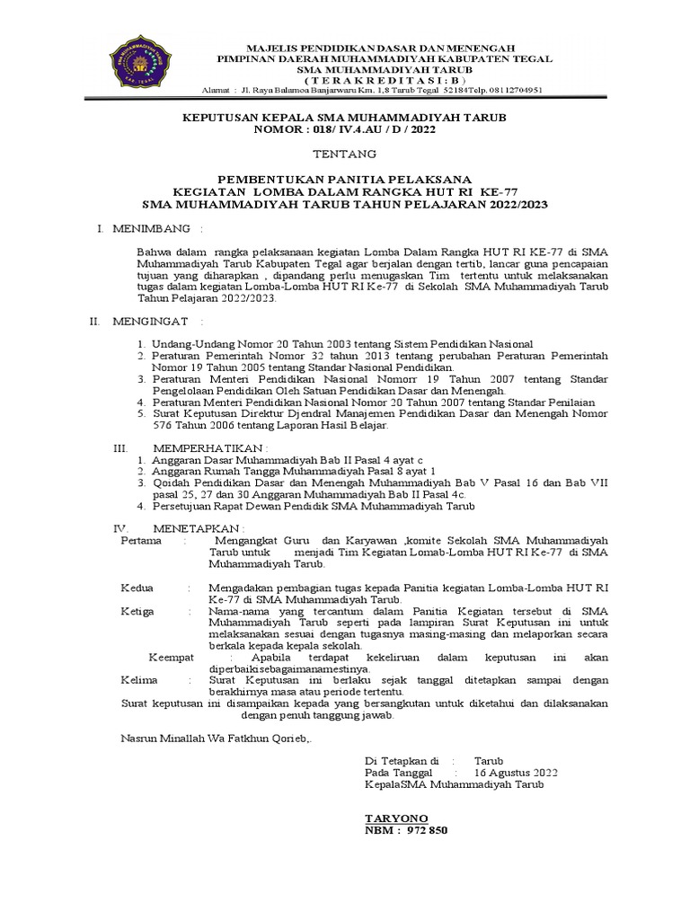 SK Lomba Hut Ri | PDF