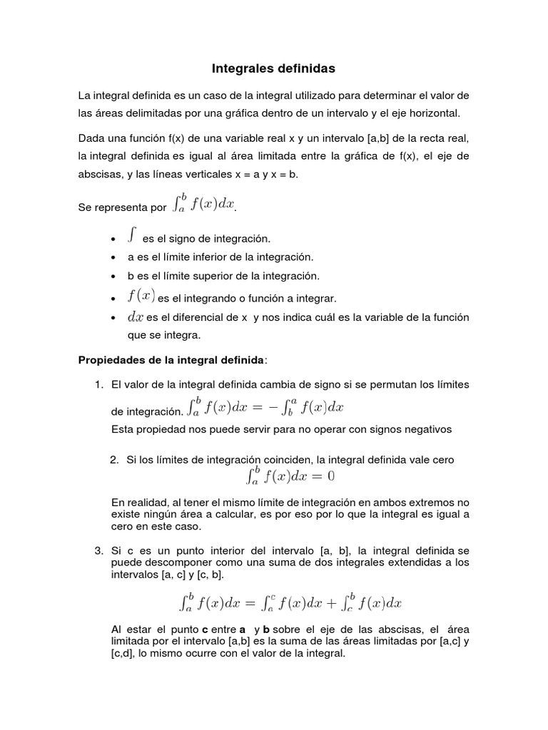 Propiedades de Integrales Definidas | PDF