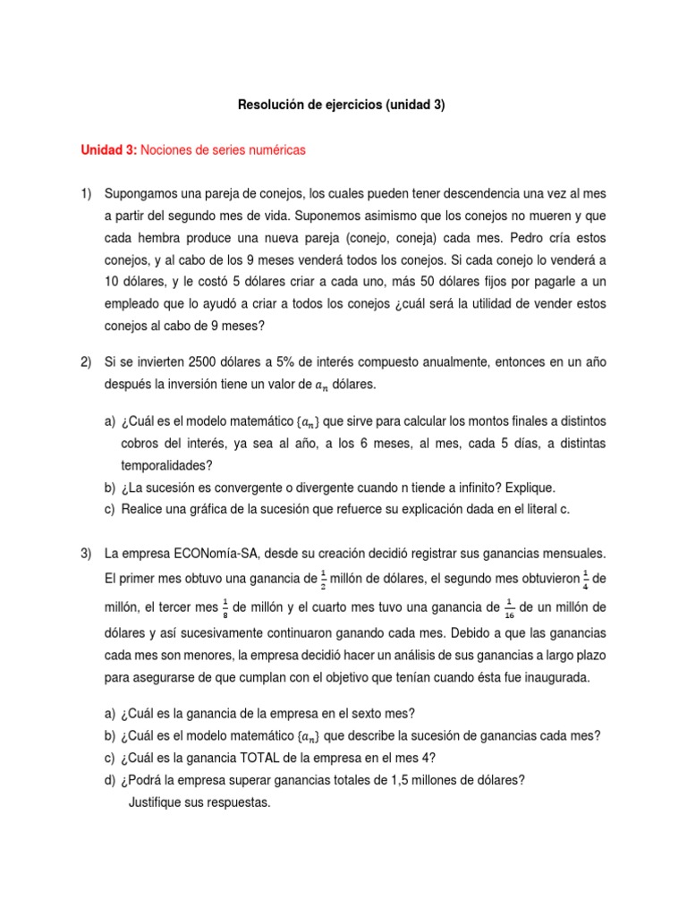 Resolución de Ejercicios Unidad 3 | PDF