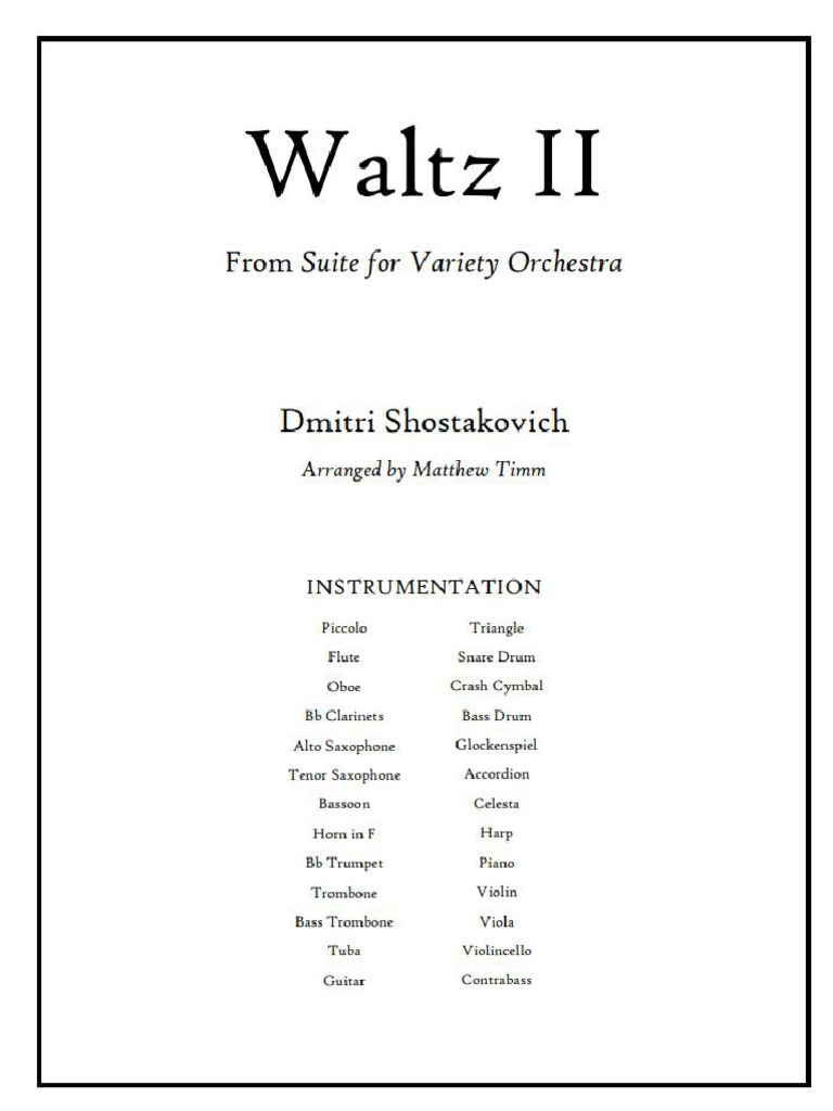 Shostakovich Waltz No. 2 Scores | PDF | Compositions For Symphony ...