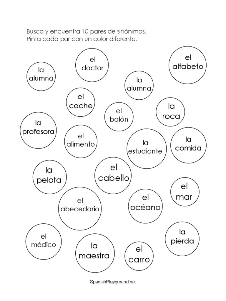 Spanish Vocabulary Nouns Synonyms | PDF