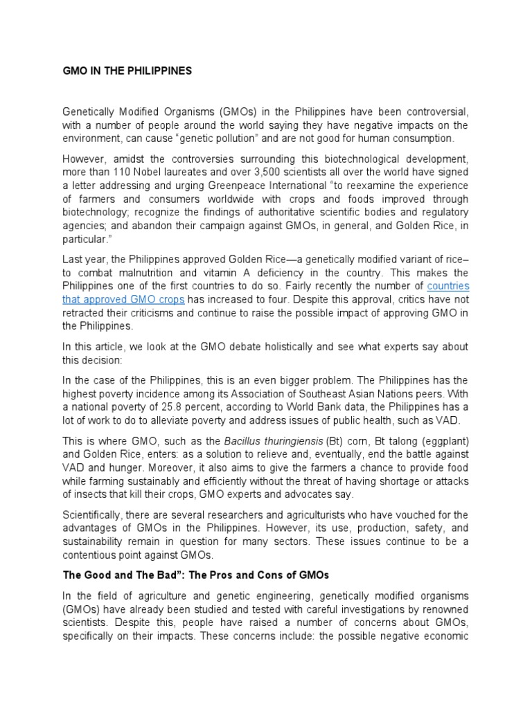 Gmo in The Philippines | PDF