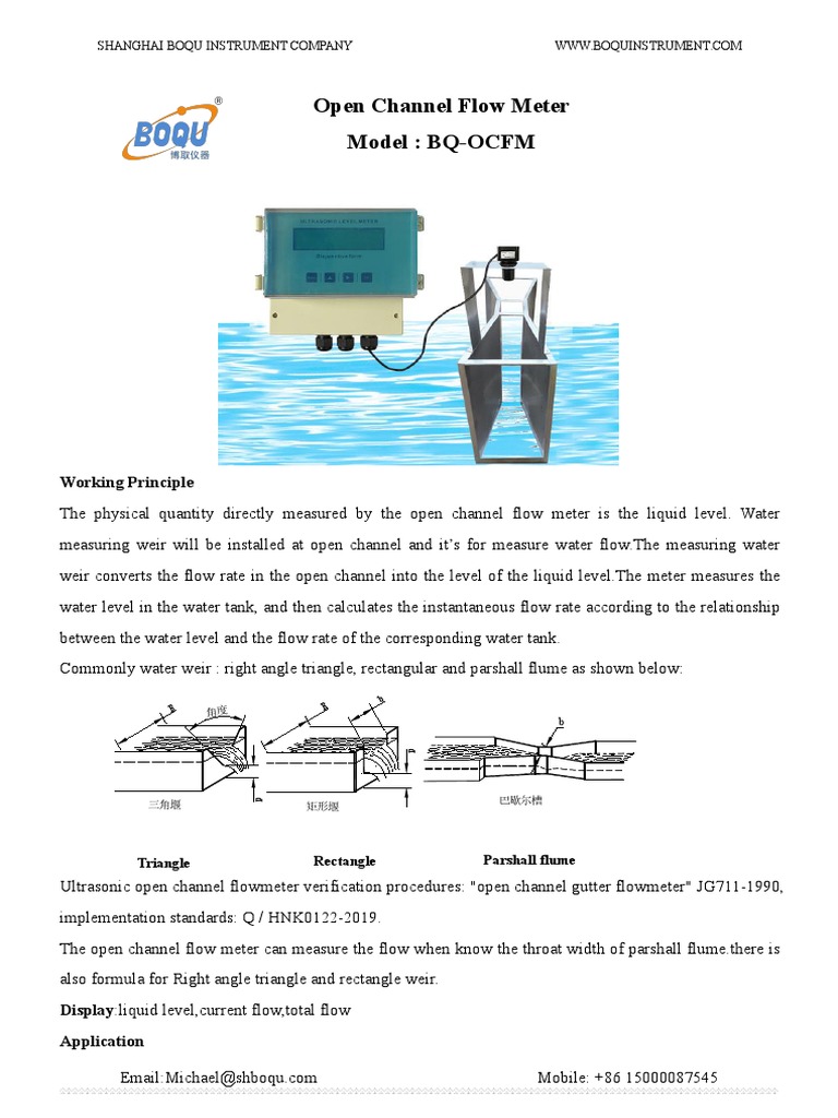 BQ-OCFM Open Channel Flow Meter | PDF