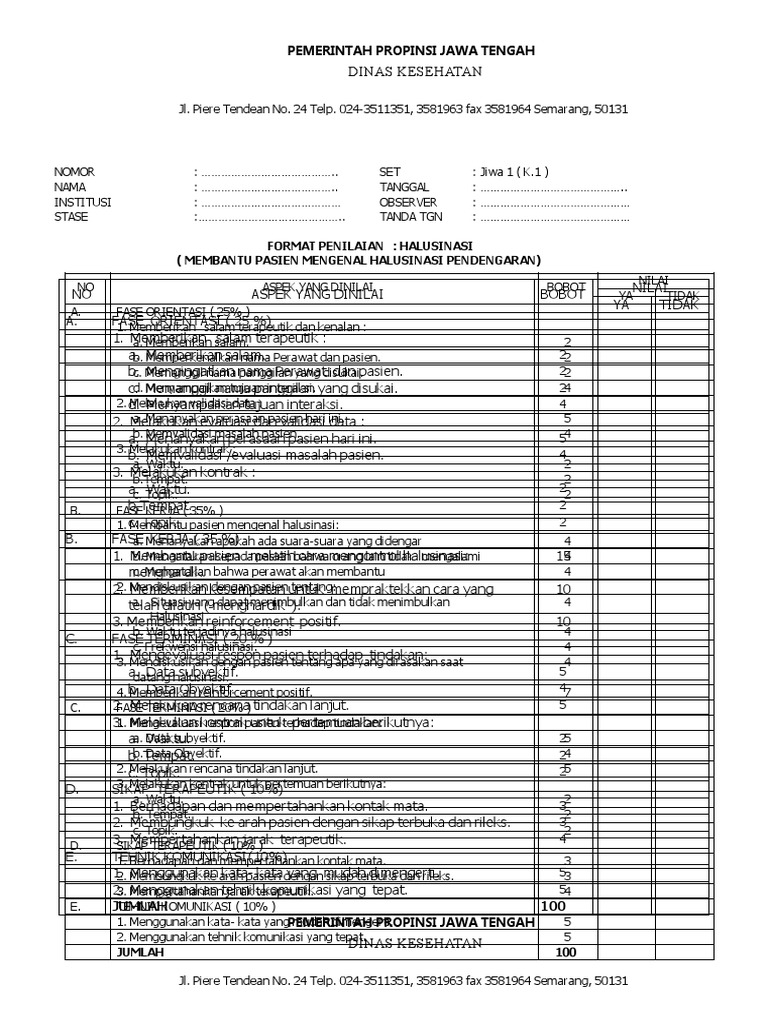 Form Penilaian Keswa | PDF