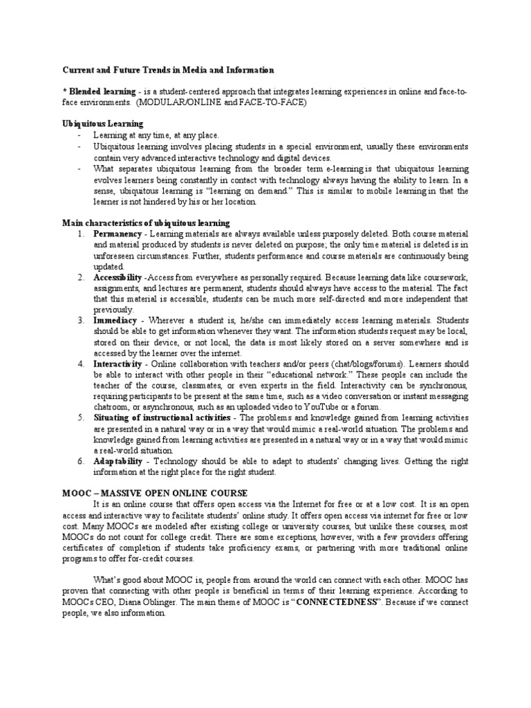 Current & Future Trends in Media & Info | PDF | Massive Open Online ... Current & Future Trends in Media & Info | PDF | Massive Open Online ...
