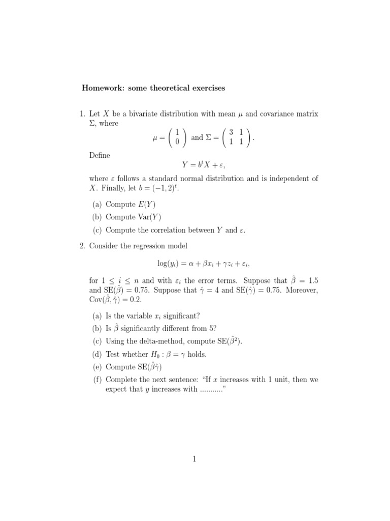 Homework: Some Theoretical Exercises | PDF