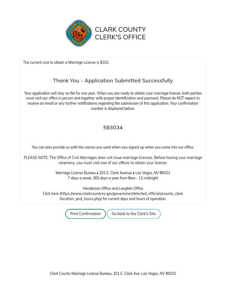 Clark County Marriage License Application | PDF