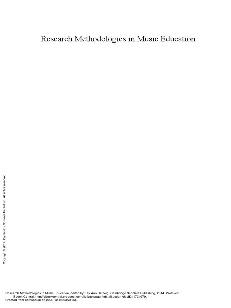 Research Methodologies in Music Education | PDF