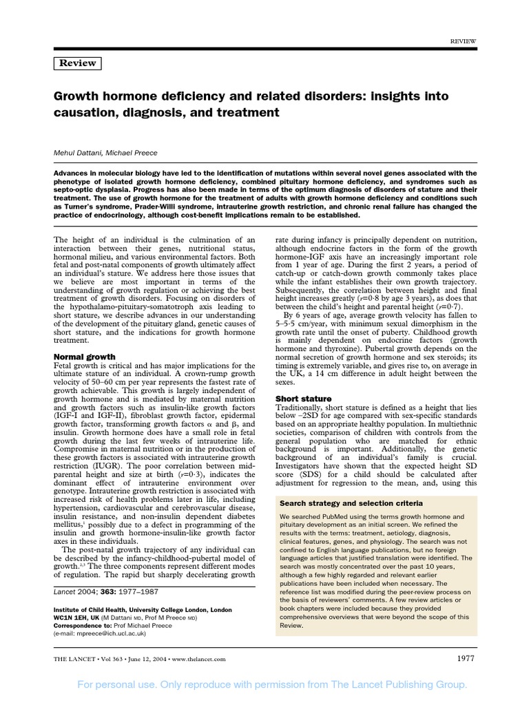 Growth Hormone Deficiency Insights | PDF | Growth Hormone | Endocrine ...