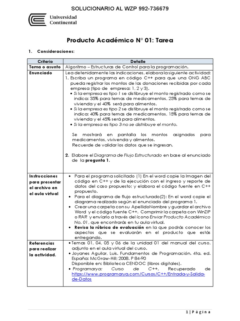 PA 01 Fundamentos Programacion | PDF | Caso de carta | C