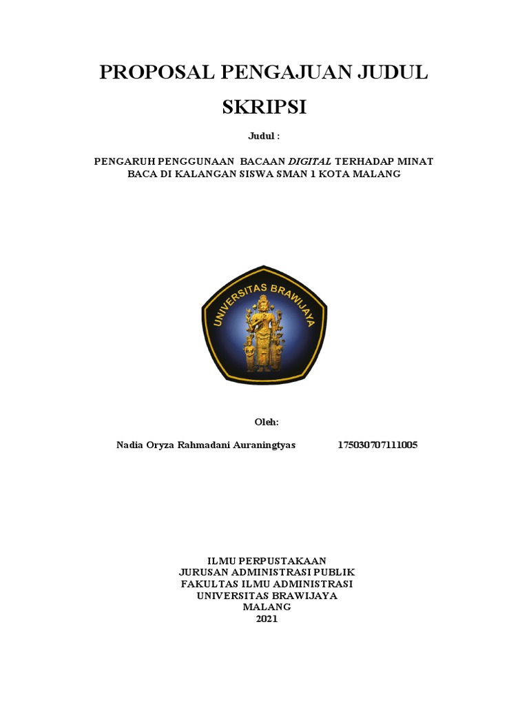 Proposal Pengajuan Judul Skripsi 1 | PDF