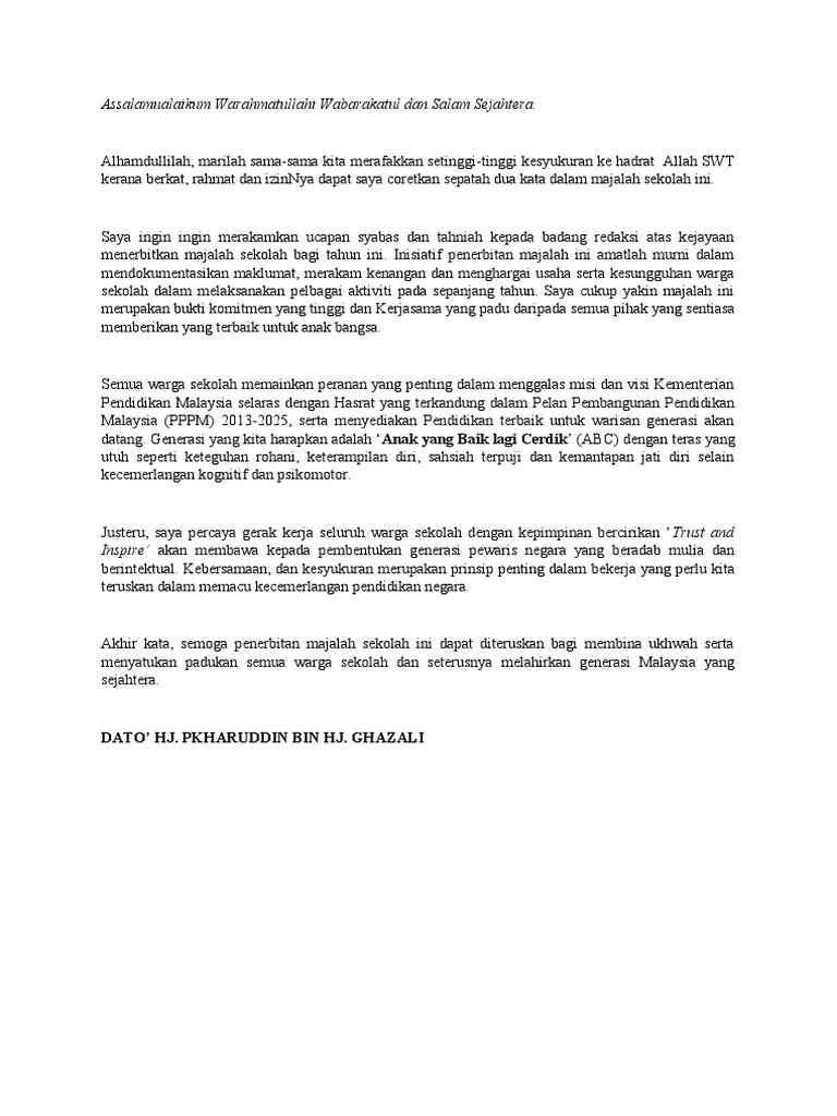 Kata Alu-Aluan Ketua Pengarah KPM 2022 MAJALAH SEKOLAH | PDF Kata Alu-Aluan Ketua Pengarah KPM 2022 MAJALAH SEKOLAH | PDF
