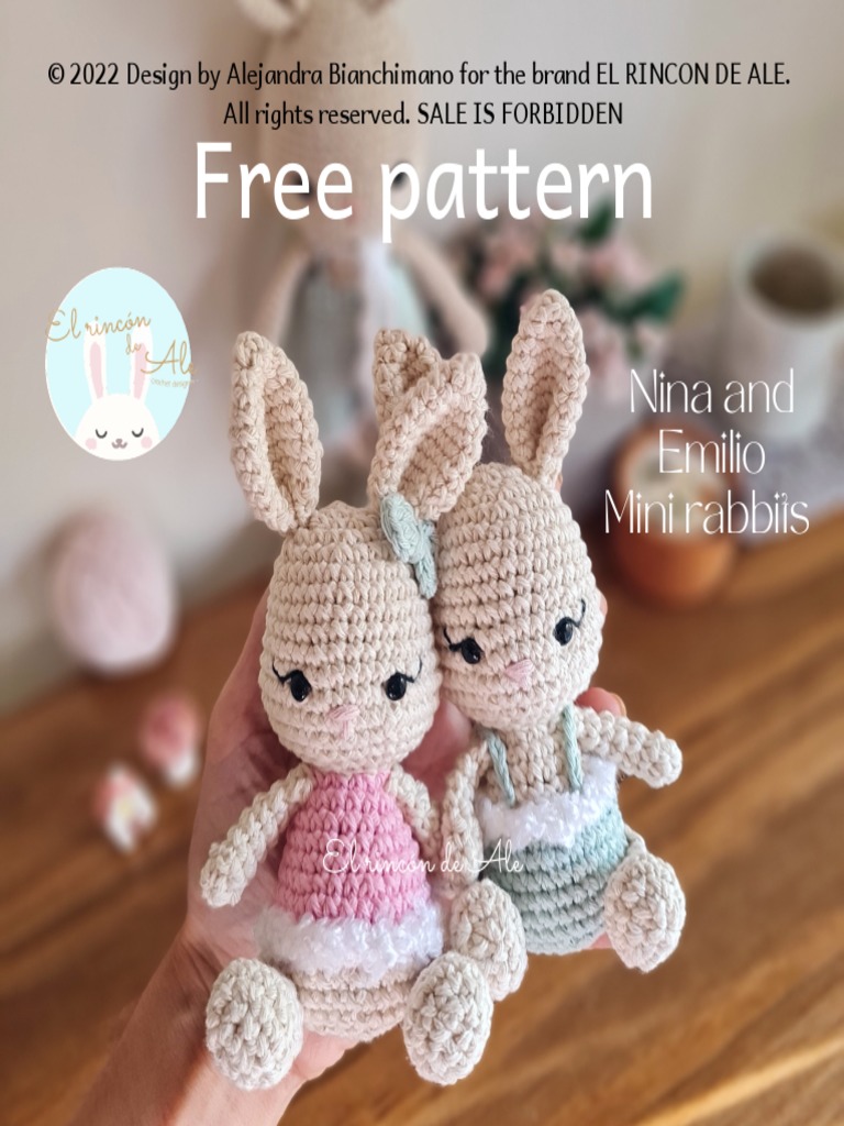 Free Patterns - Nina & Emilio Mini Rabbits | PDF | Crochet | Yarn