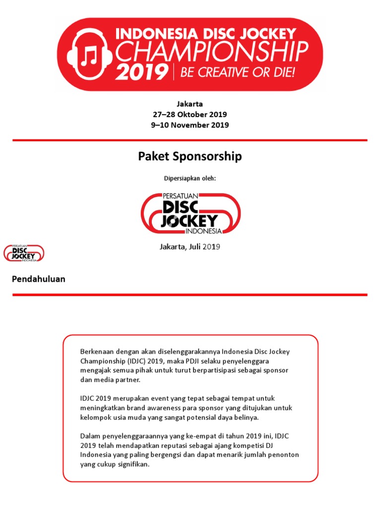 Paket Sponsorship IDJC 2019 | PDF | Bisnis | Pengelolaan Keuangan & Uang