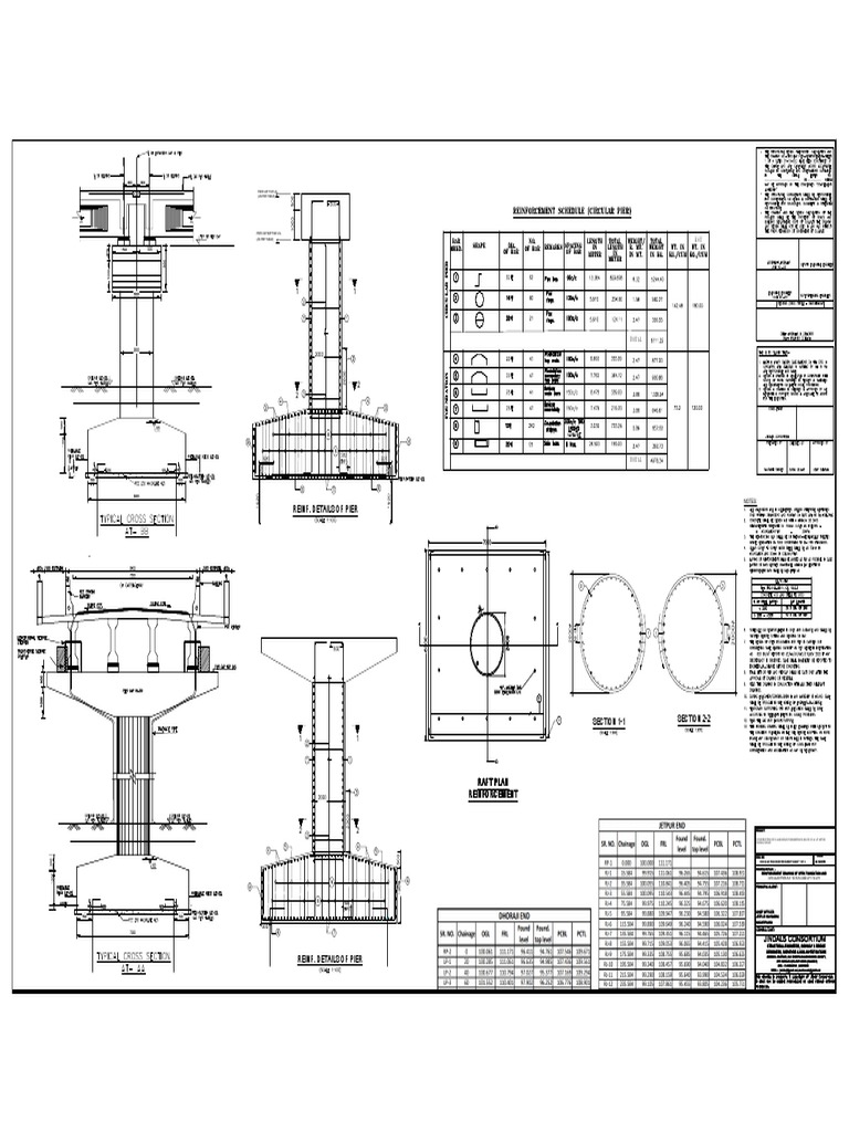 Reinforcement Schedule and Details for Circular Pier and Raft ...