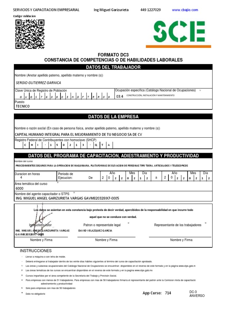 Formato Dc3 Constancia de Competencias O de Habilidades Laborales | PDF | Economias
