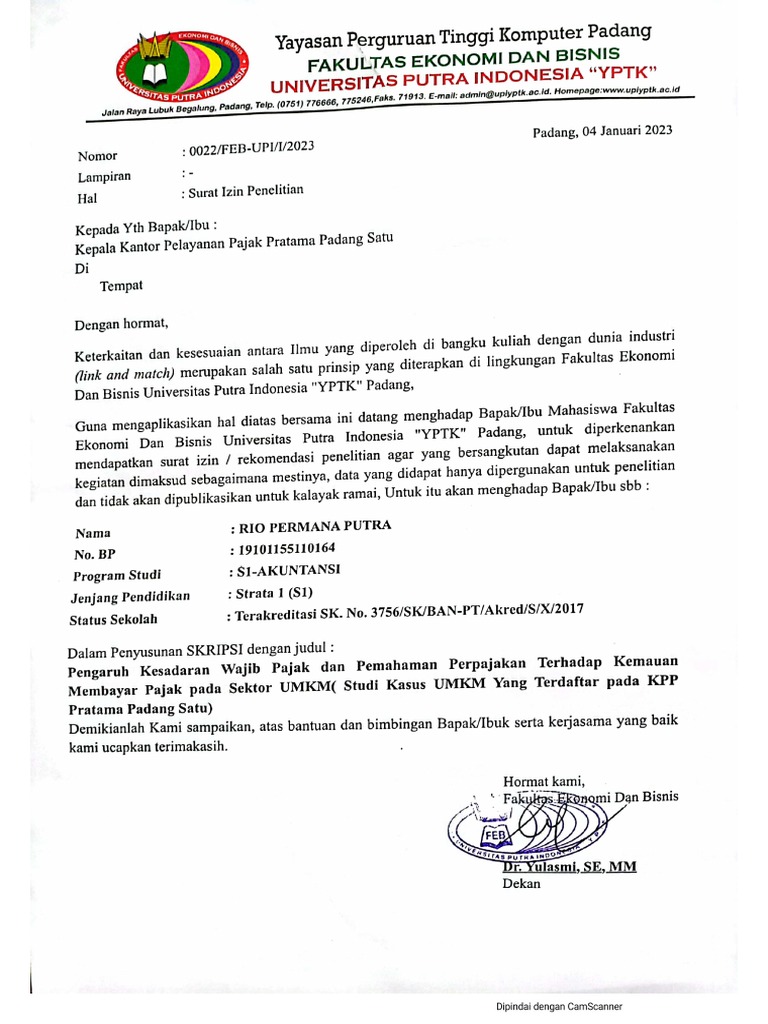 Surat Pengantar Di Perguruan Tinggi | PDF