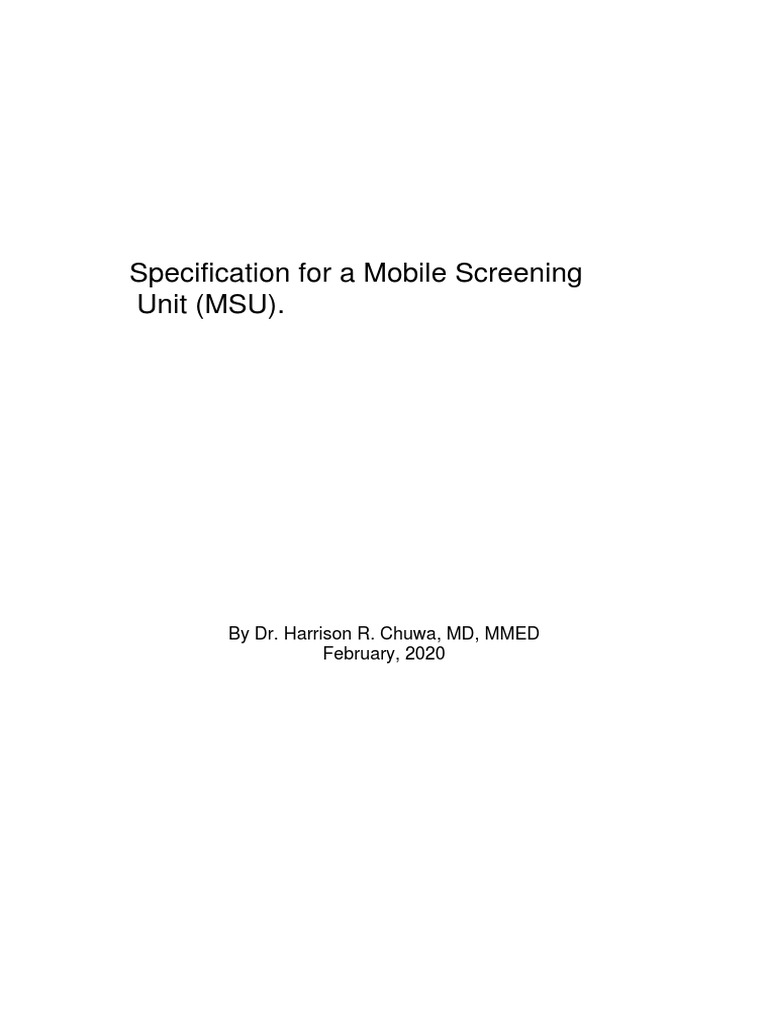 Specification Manual For A Mobile Screening Unit (MSU) | PDF | Mains ...