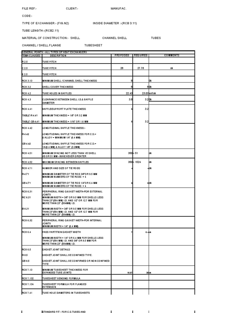 Heat Exchanger Checklist As Per TEMA | PDF | Pipe (Fluid Conveyance ...