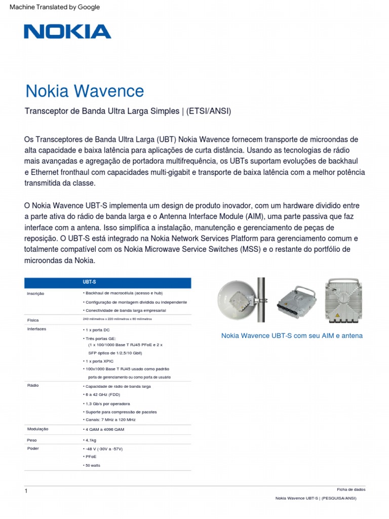 Nokia Wavence Ubt S Datasheet Data Sheet En Pdf Rede De Computadores Internet