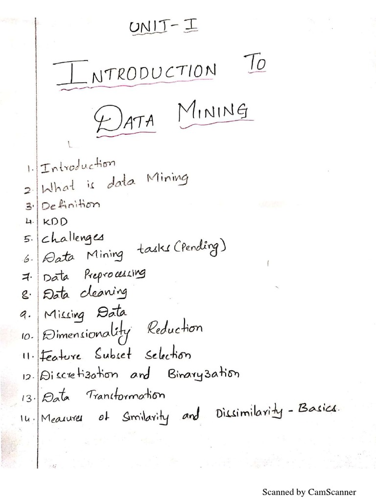 Data Mining Unit-1 Lecture Notes | PDF Data Mining Unit-1 Lecture Notes | PDF