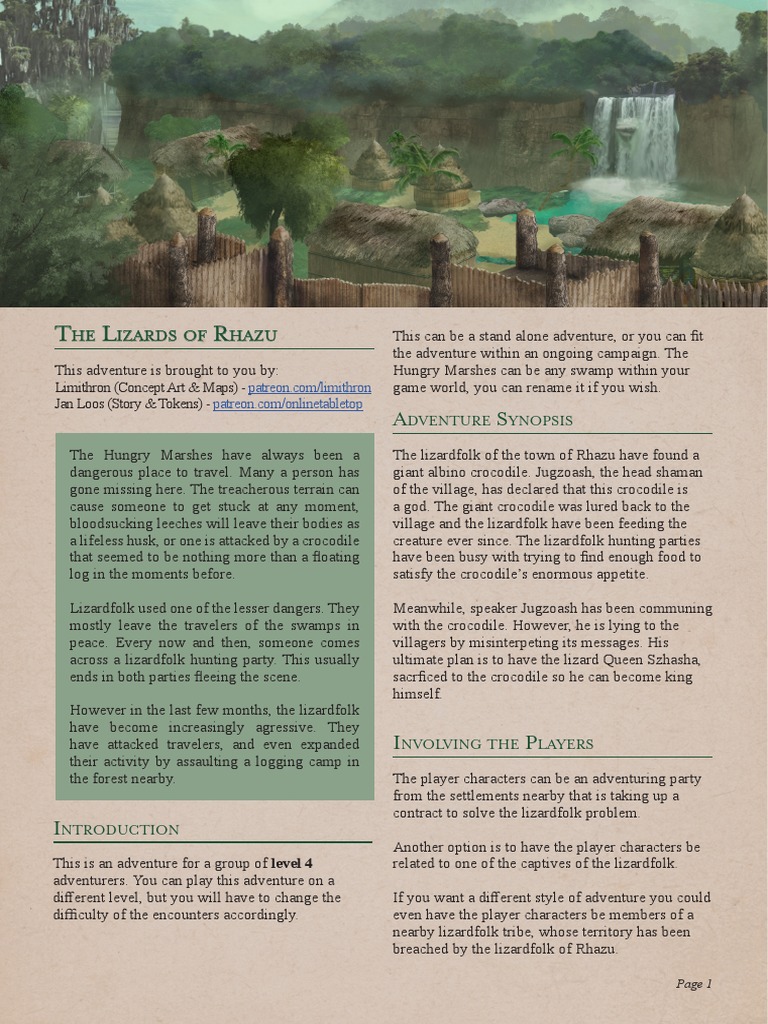 The Lizards of Rhazu Adventure by Jan Loos | PDF | Crocodile