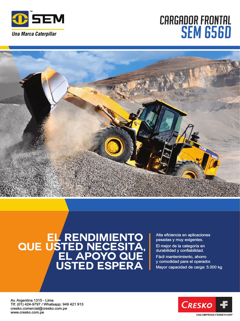 SEM 656D: Cargador Frontal | PDF | Máquinas | Ingeniería mecánica
