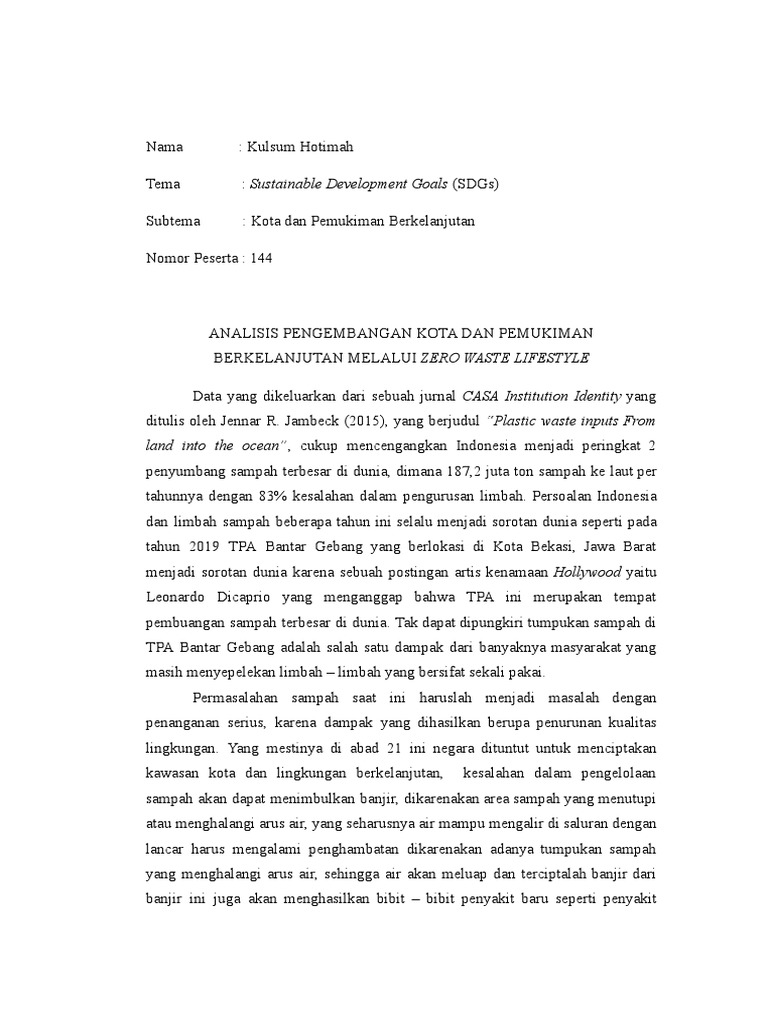 Essay Ilmiah Zero Wste | PDF