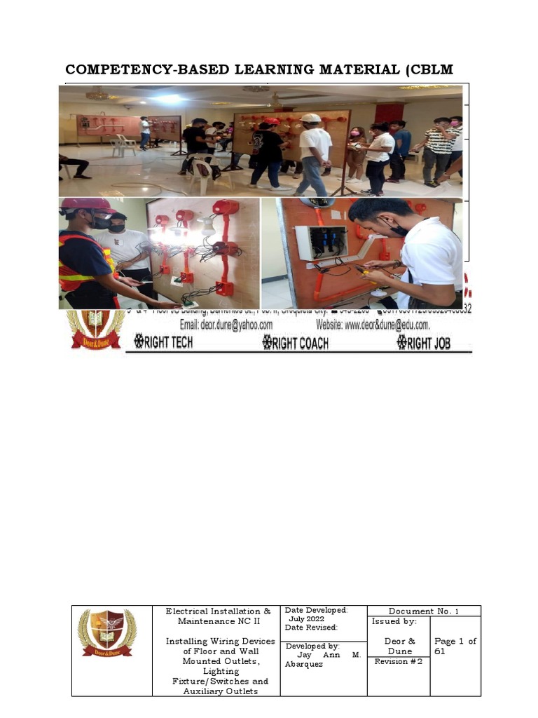 4 - CBLM | PDF | Electrical Wiring | Switch