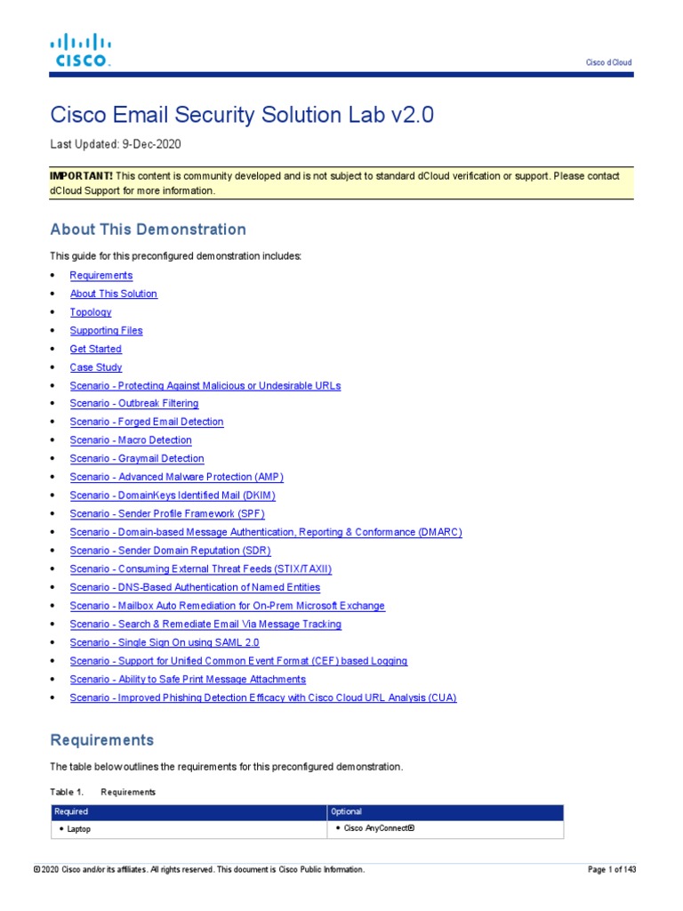 Cisco Email Security Solution Lab v2.0 | PDF