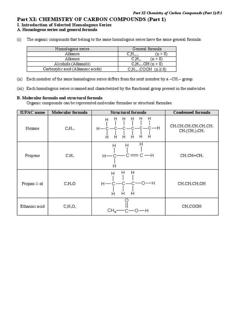 Part XI - CHEMISTRY OF CARBON COMPOUNDS (Part 1) | PDF | Alkane | Ester