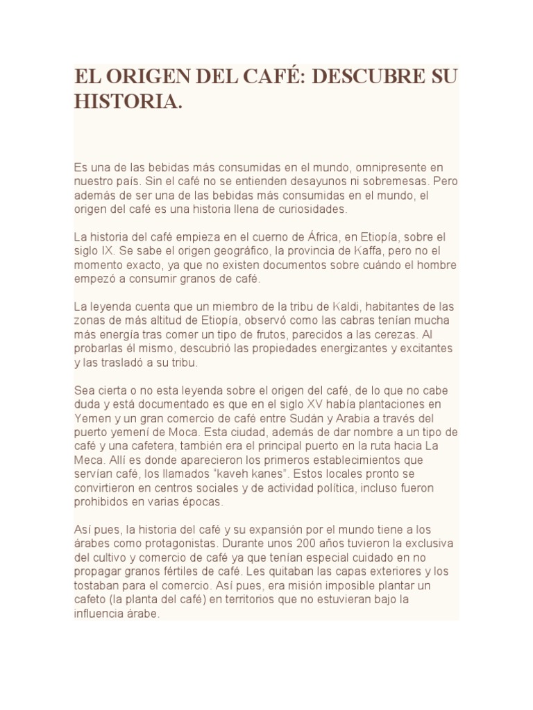 El Origen Del Café | PDF | café