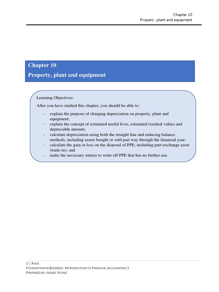 CHAPTER 10 - PROPERTY, PLANT AND EQUIPMENT (v2) | PDF | Depreciation | Fixed Asset