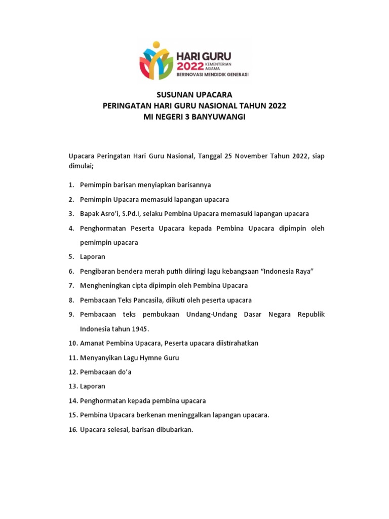 Susunan Upacara Hari Pahlawan | PDF