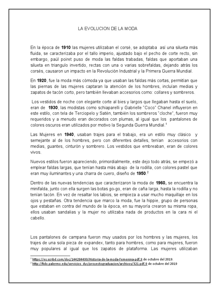 Evolución de la Moda: 1910 a 2000 | PDF | Moda | Ropa