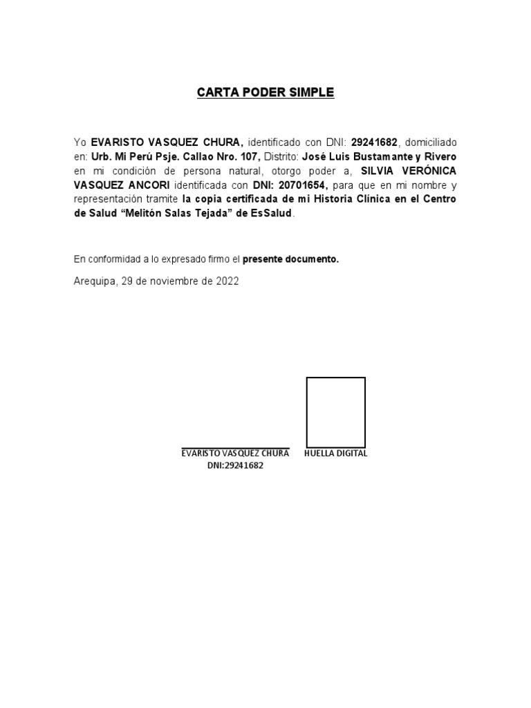 Carta Poder Simple | PDF