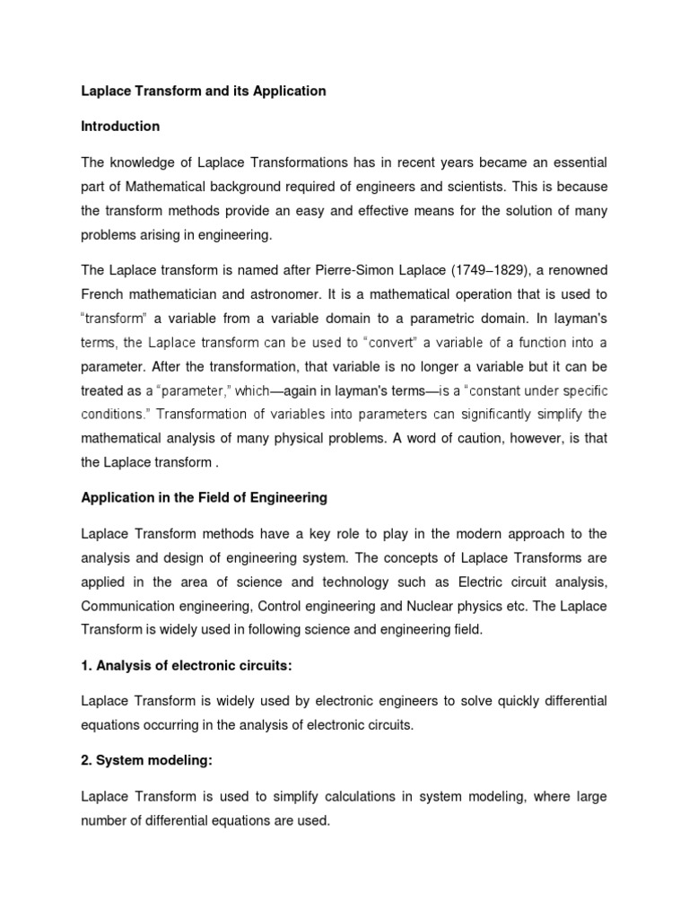 Laplace Transform and Its Application | PDF | Teaching Methods & Materials