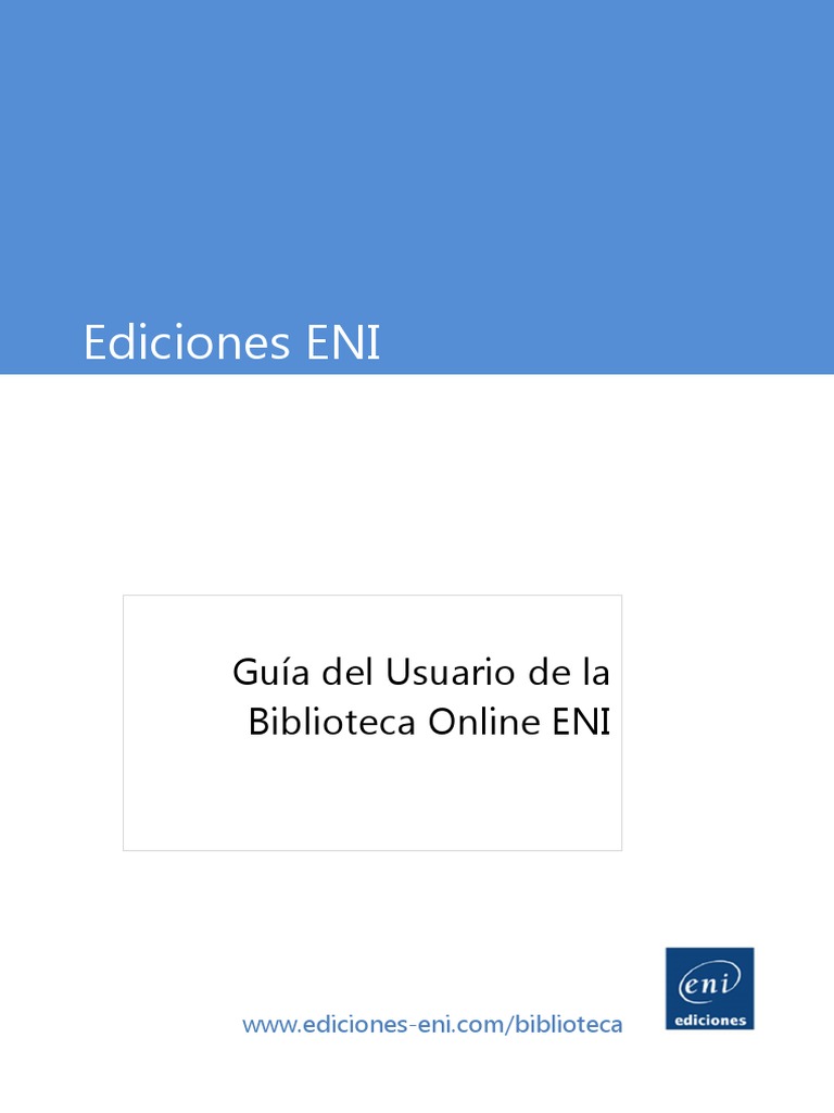 Biblioteca Online ENI. Guía Del Usuario | PDF | Desarrollo de software | Software