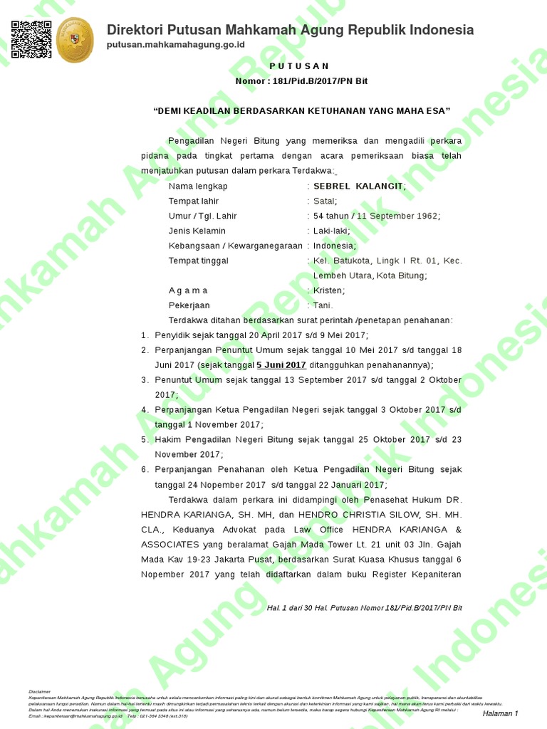 Putusan 181 Pid.b 2017 PN Bit 20230109101150 | PDF