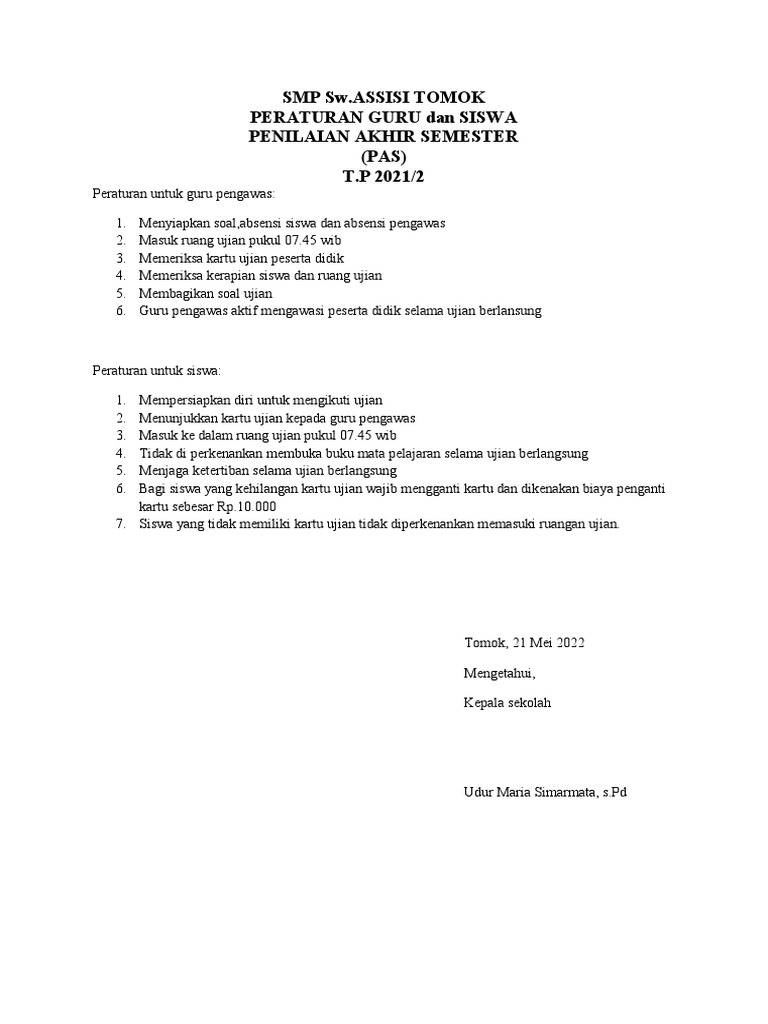 Peraturan Saat Ujian Pdf