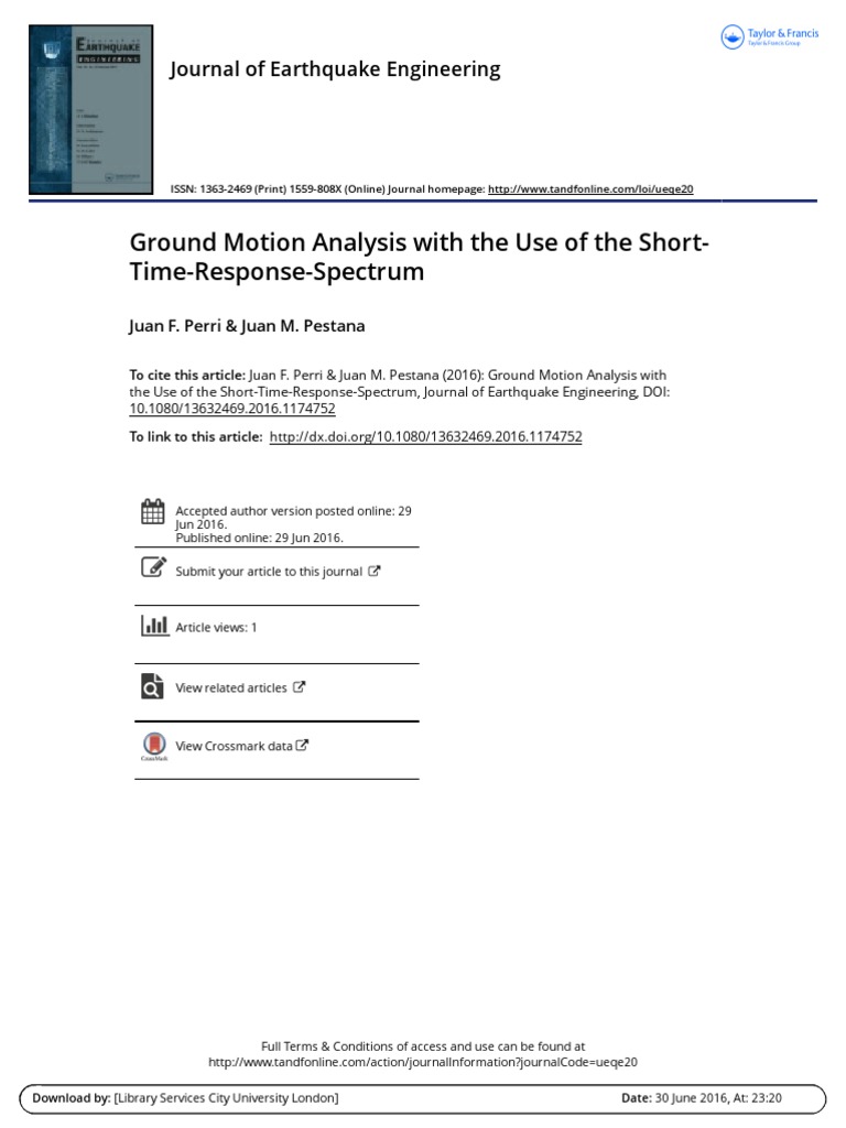 Short Time Response Spectrum Ground Motion Analysis | PDF | Spectral Density | Seismology