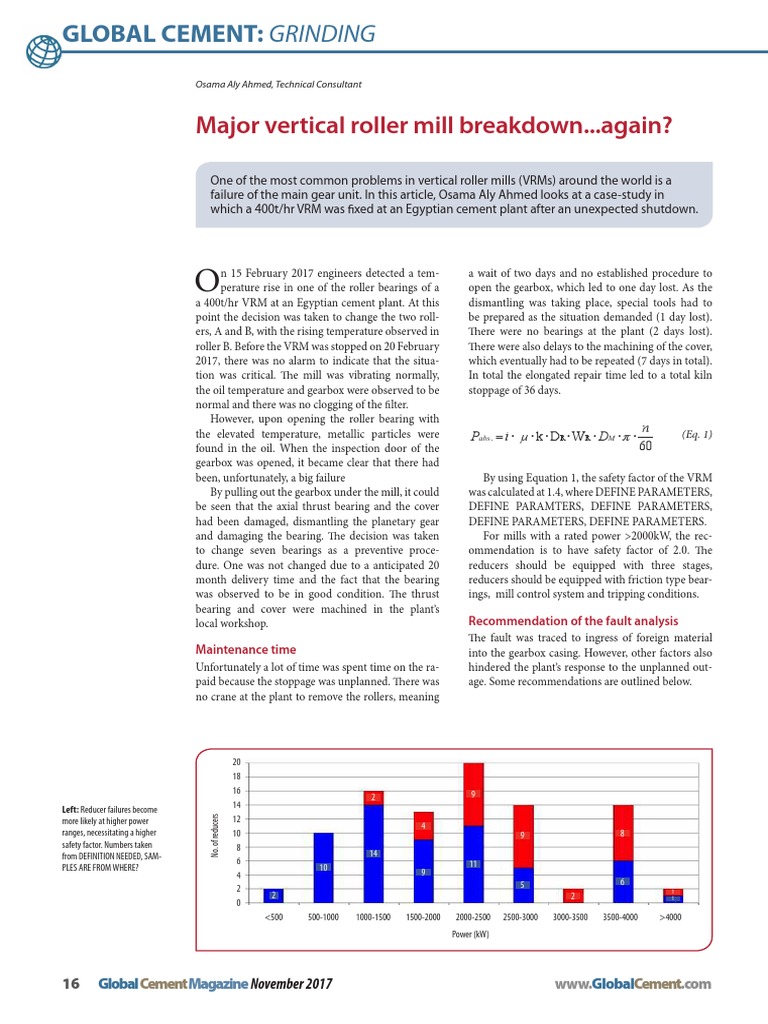 Major vertical roller mill breakdown...again? Preventing Unplanned Downtime Through Improved ...