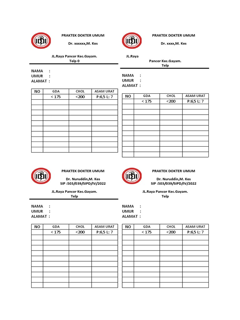 Form Pemeriksaan Lab | PDF