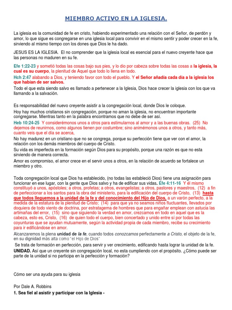 Miembro Activo en La Iglesia | PDF | Oración | Iglesia cristiana