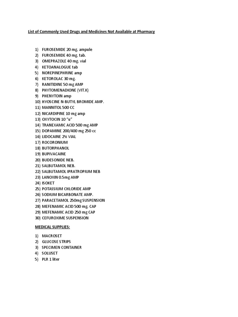 Commonly Used Drugs Not in Pharmacy | PDF | Self-Improvement ...