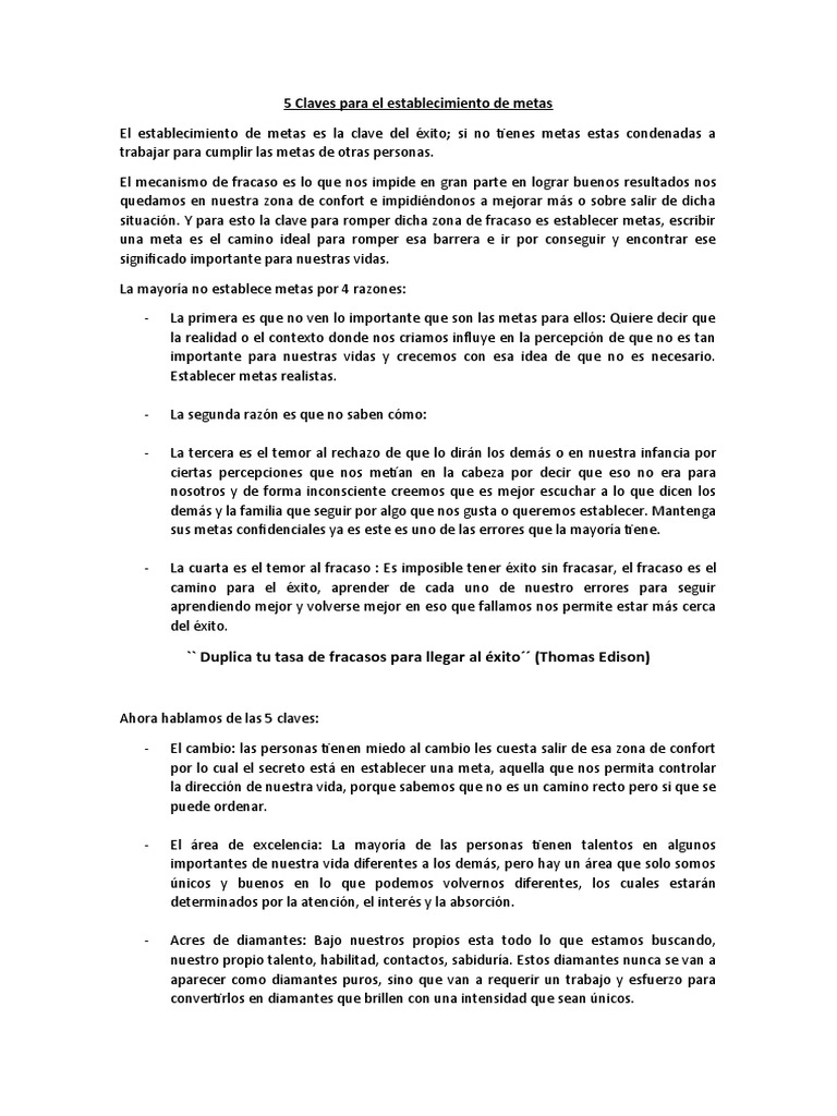 5 Claves para Establecer Metas Efectivas | PDF | Conocimiento