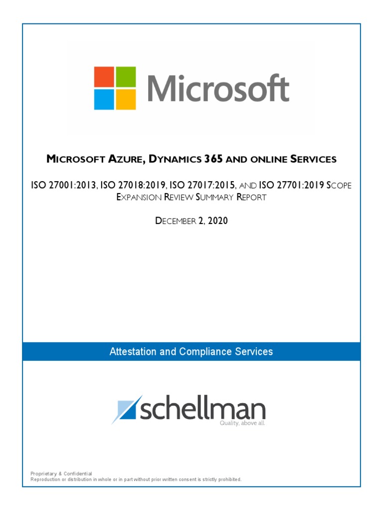 Microsoft Azure, Dynamics 365 and Online Services - IsO 27001, 27018, 27017, 27701 Assessment ...