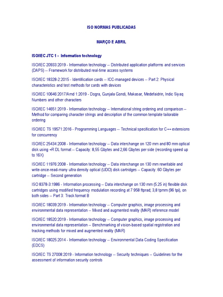 Normas Iso Publicadas | PDF | Screw | Xml Schema